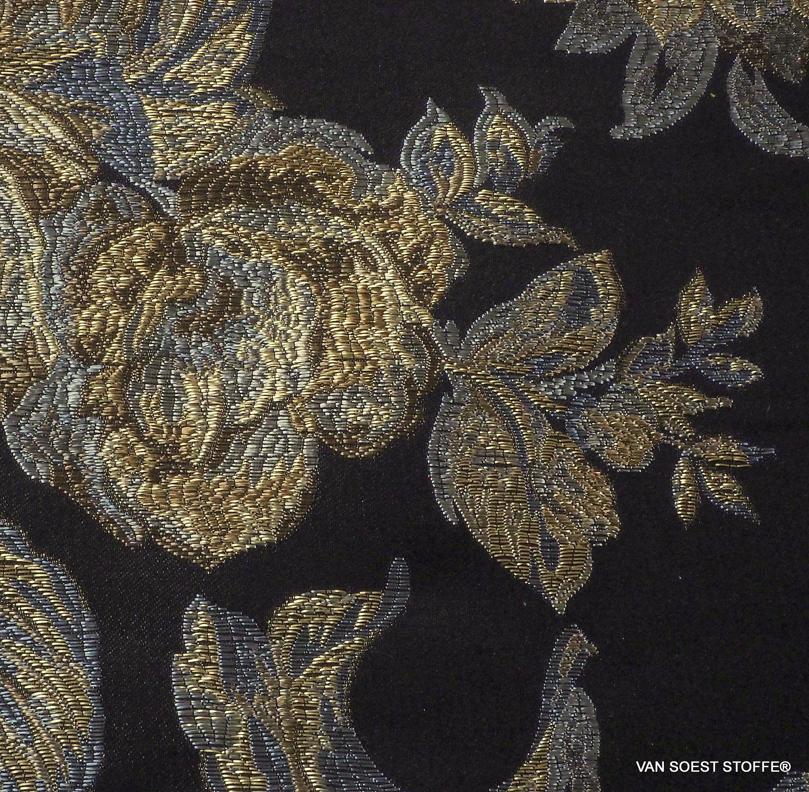 Brokat Jacquard in Platin-Gold-Silber Optik | Gemusterte Stoffe ...