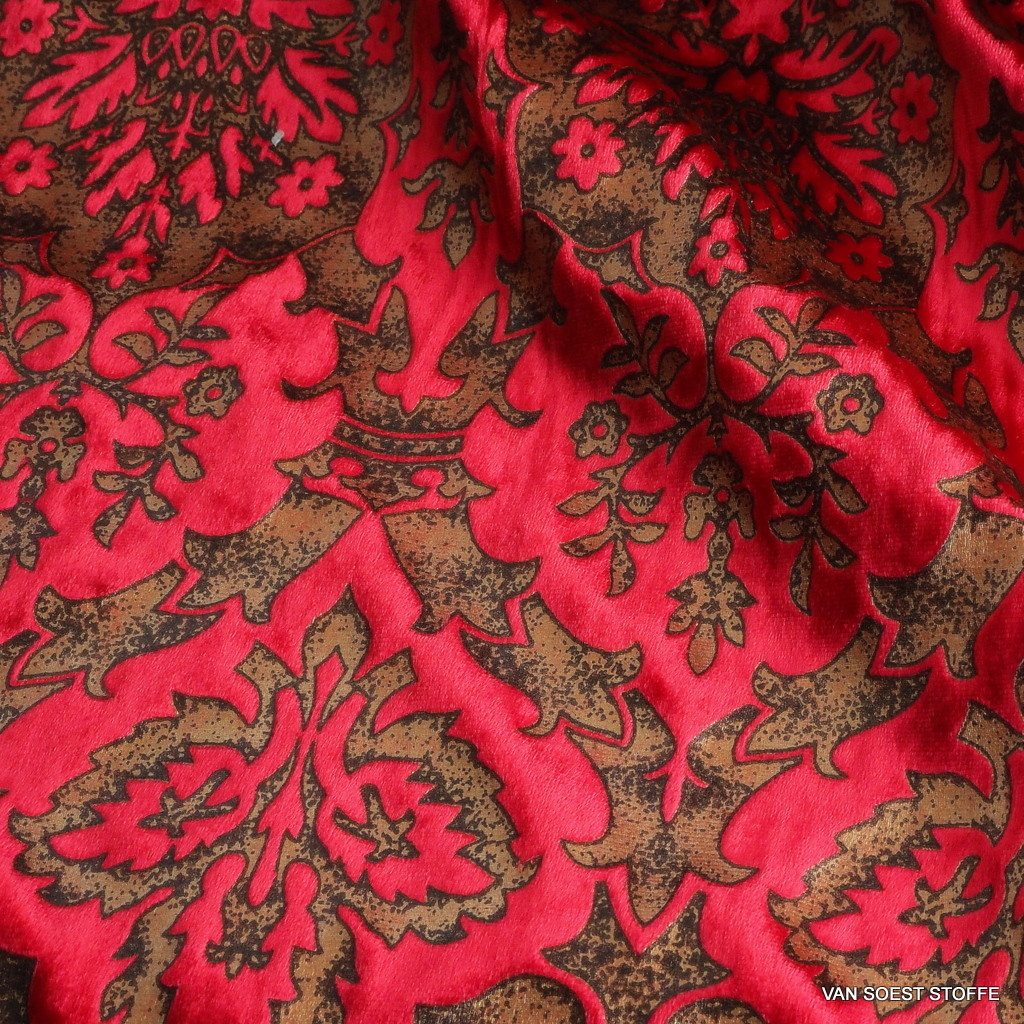 Gold Brokat-Immitat Samt in neuem Rot - Gold | Gemusterte Stoffe ...
